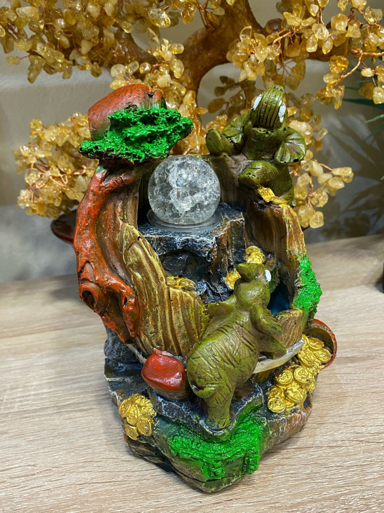 Фонтан настольный "Слоны с монетами" для невиданной прибыли( с подсветкой)